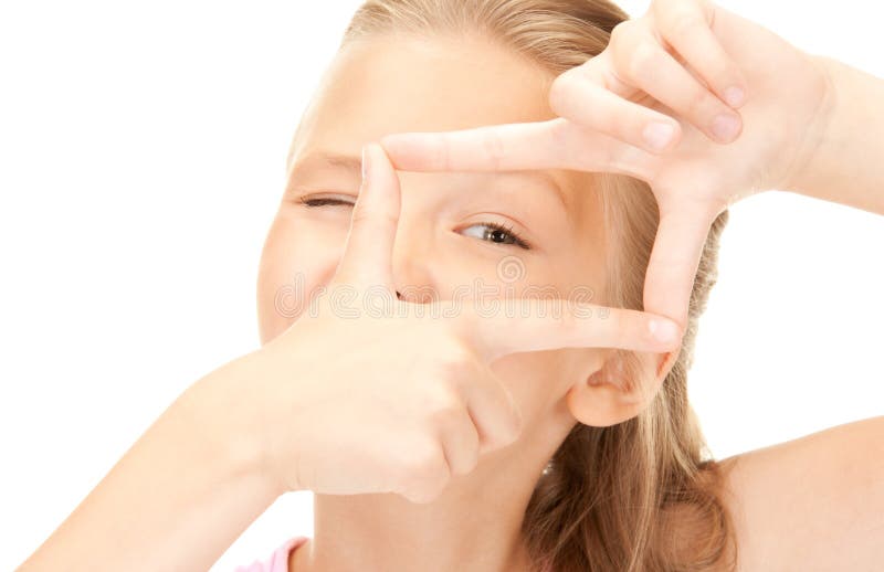 Pretty Girl Creating a Frame with Fingers Stock Image - Image of ...