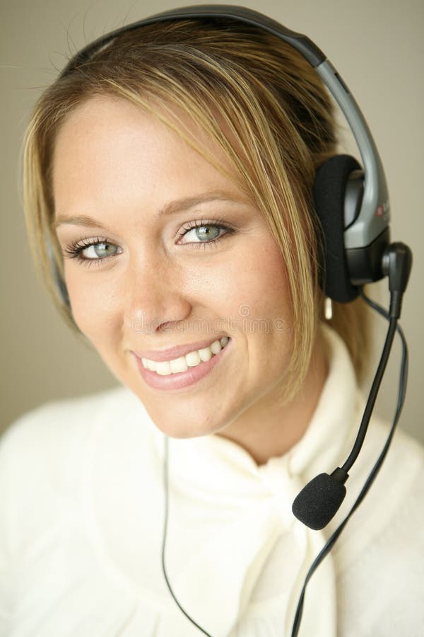 Pretty Girl Customer Service Representative Stock Image - Image of work ...