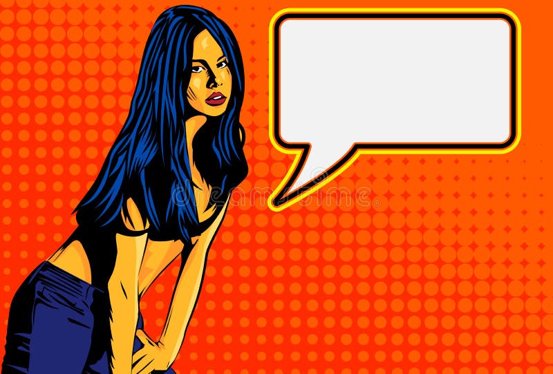 Pretty Girl Design Template Comics Style with Halftone Dots Pattern ...