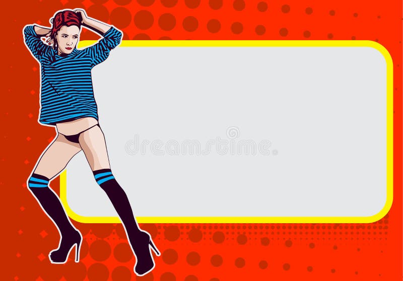 Pretty Girl Design Template Comics Style with Halftone Dots Pattern ...