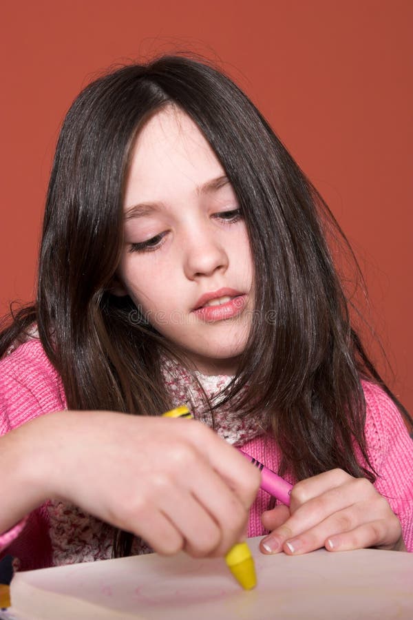 Pretty girl drawing stock image. Image of pastime, cute - 2040735