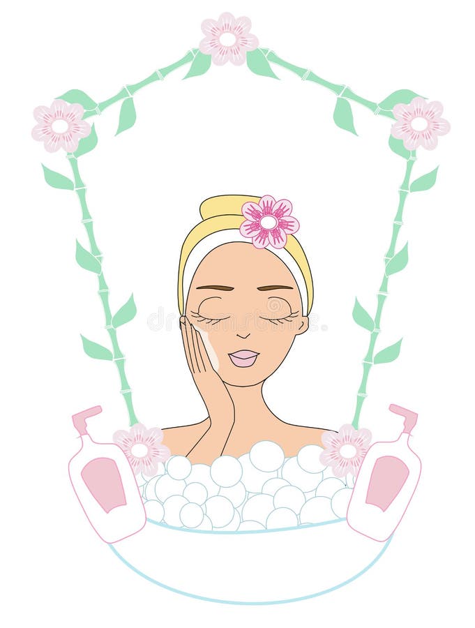 Pretty Girl Enjoying Elegant Spa Stock Vector - Illustration of facial ...
