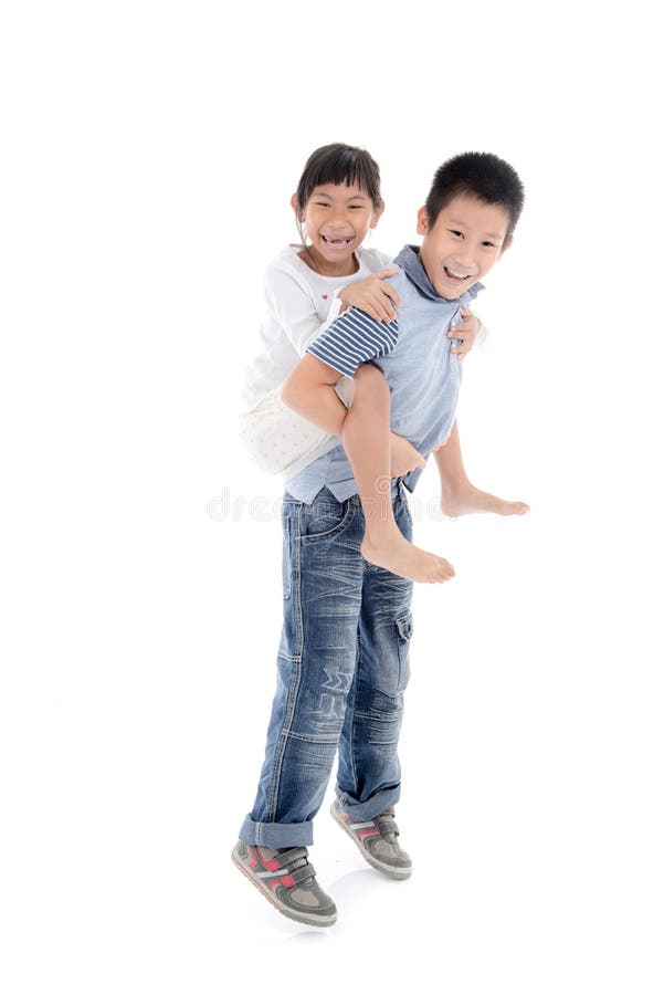 Pretty Girl Enjoying Riding Boy Isolated Stock Photos - Free & Royalty ...