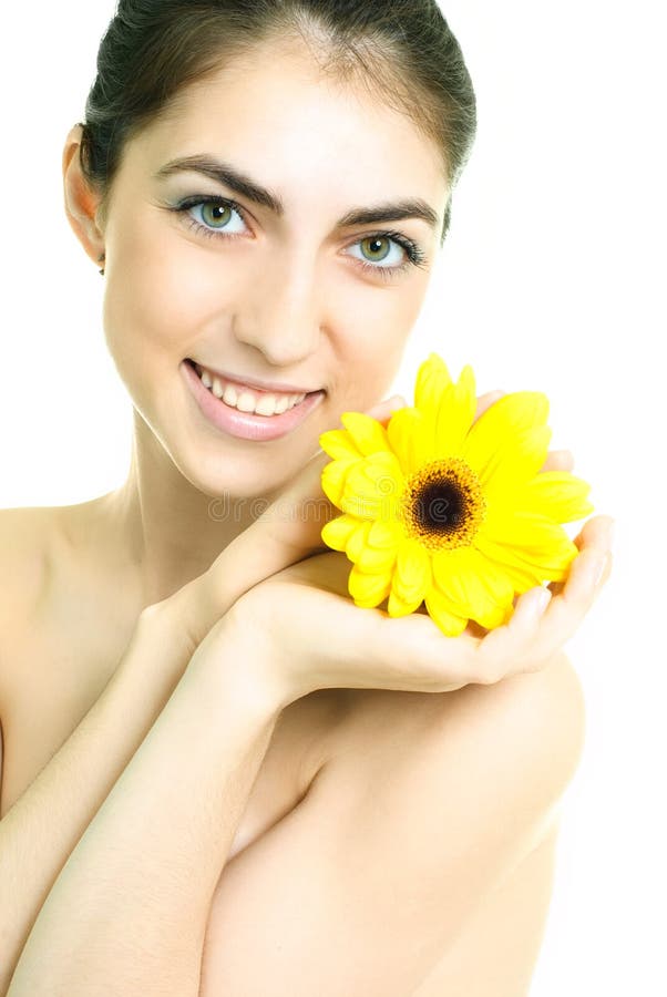 Pretty Girl With A Flower Picture. Image: 9379448