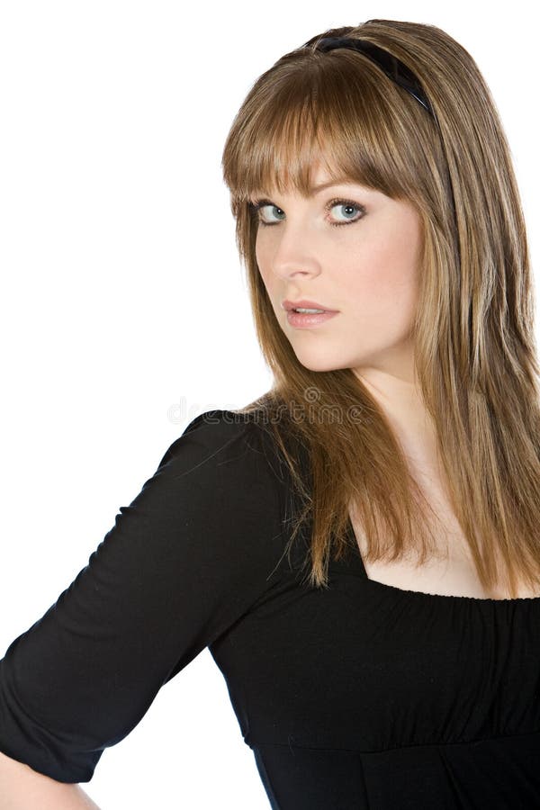 Pretty Girl with Fringe stock image. Image of look, serious - 9137945