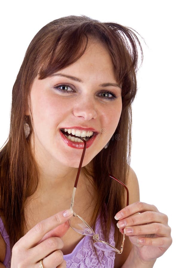 Pretty girl with glasses stock image. Image of beautiful - 23064581