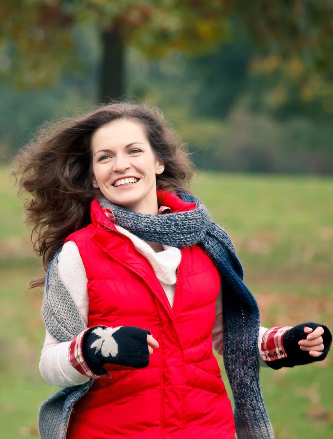 Pretty girl having fun stock photo. Image of fall, brunette - 19902810