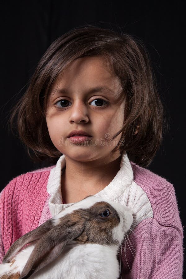 Pretty Girl Holding Pet Rabbit Stock Image - Image of adorable, human ...