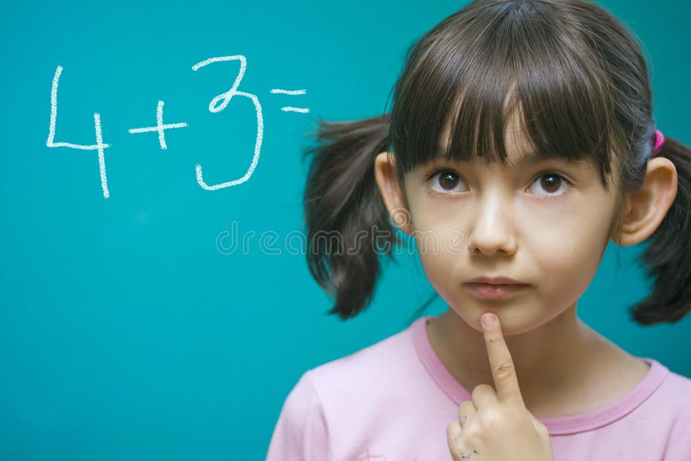 Pretty girl learning math. stock photo. Image of mathematics - 10356126