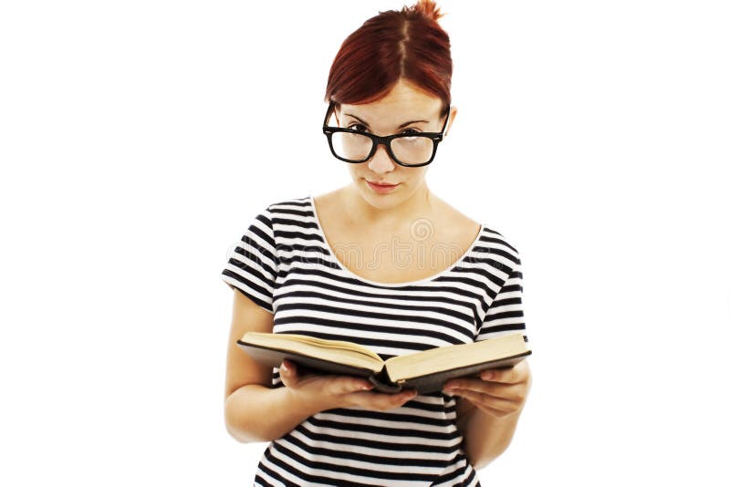 Pretty Girl Looking Over Top Her Glasses Stock Photos - Free & Royalty ...