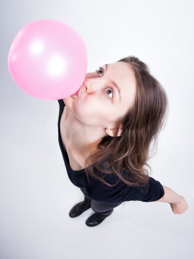 Teenage Girls Hiding Their Faces Behind Balloons Stock Image - Image of ...