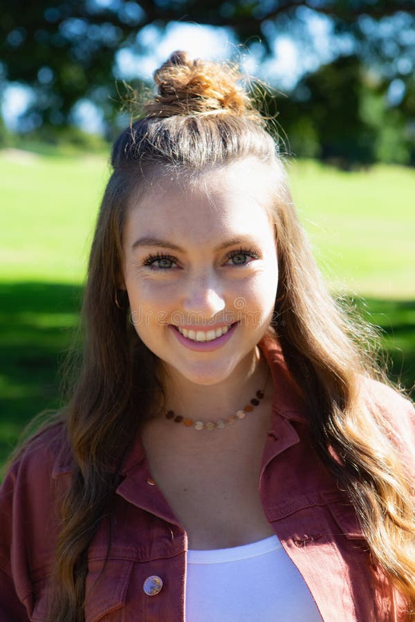 Pretty girl at a park stock photo. Image of outdoors - 209443256