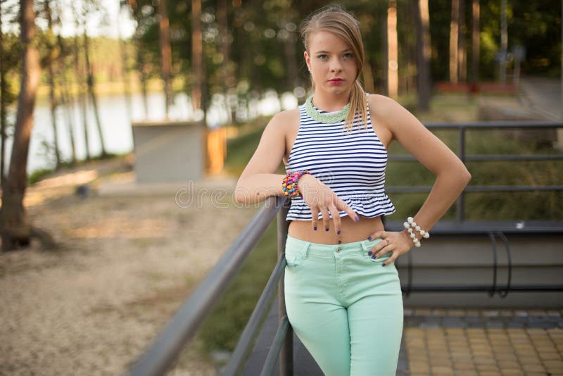 Pretty girl in park stock image. Image of comfortably - 57214679