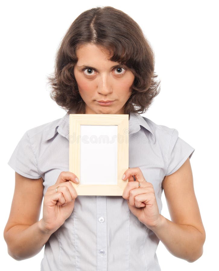 Pretty Girl with a Photo Frame Stock Photo - Image of attractive ...