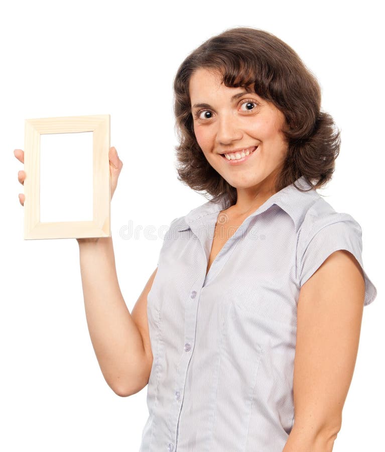 Pretty Girl with a Photo Frame Stock Image - Image of beautiful ...