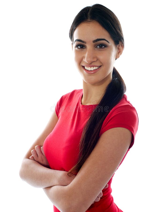 Pretty Girl Posing Arms Crossed Stock Photo - Image of model, arms ...