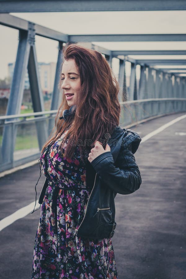 Pretty Girl Posing on a Bridge Stock Photo - Image of cute, people ...