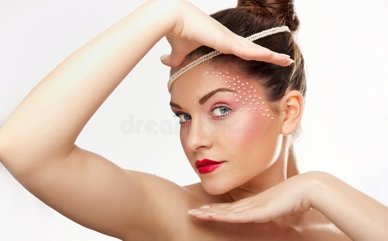 Pretty Girl Posing in Studio on White Background Stock Photo - Image of ...