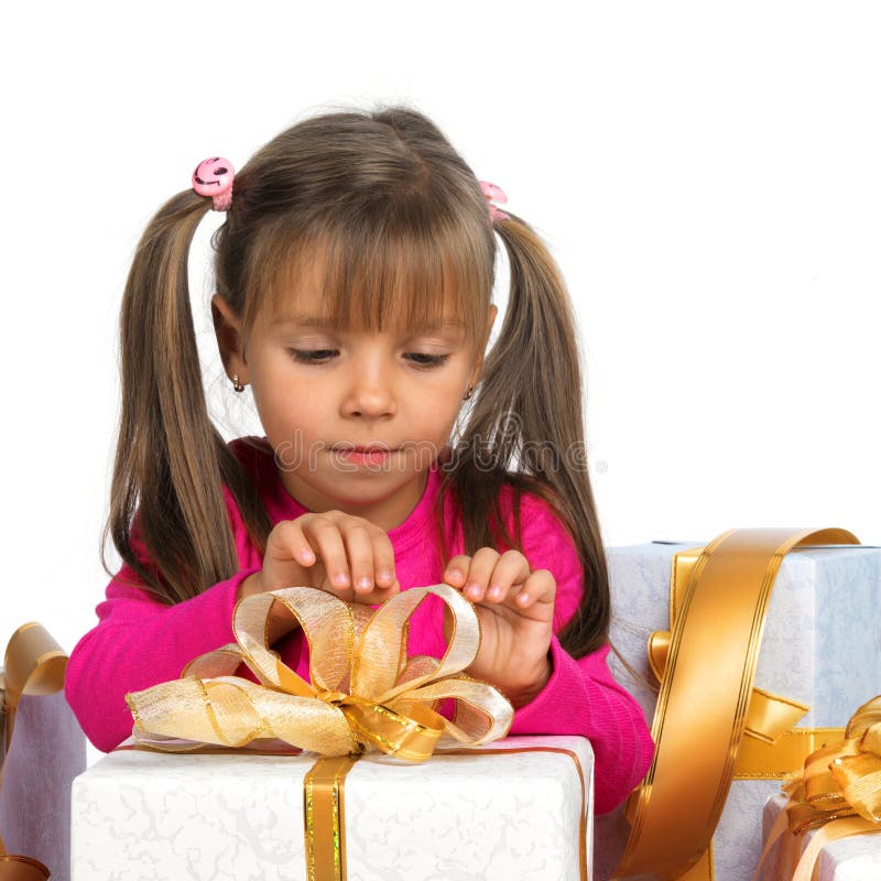 Pretty girl with present stock photo. Image of celebration - 61568156