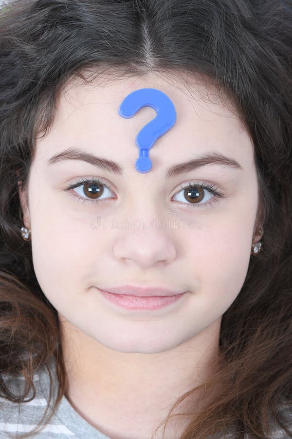 Pretty Girl and a Question Mark Stock Photo - Image of expression ...
