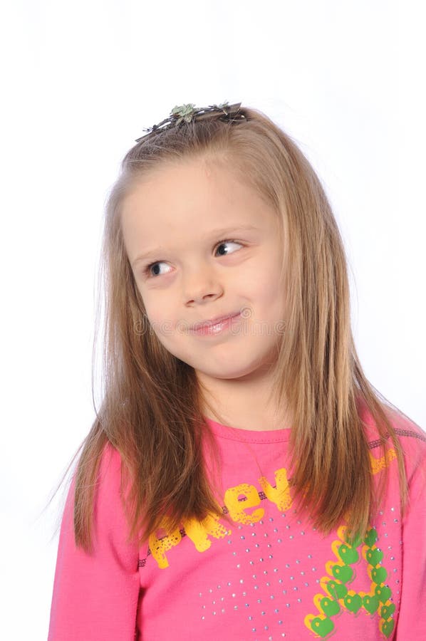 Pretty Girl With Restrained Smile Stock Photo - Image of child, hair ...