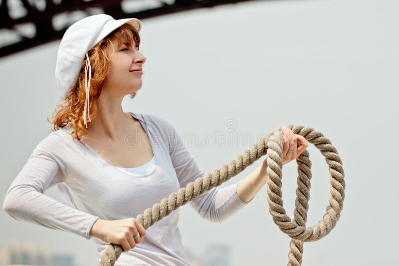Pretty girl with a rope stock photo. Image of sandyhaired - 25182532