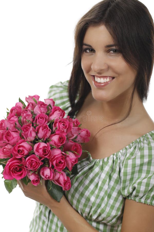 Pretty girl with roses stock photo. Image of romantic - 31343890
