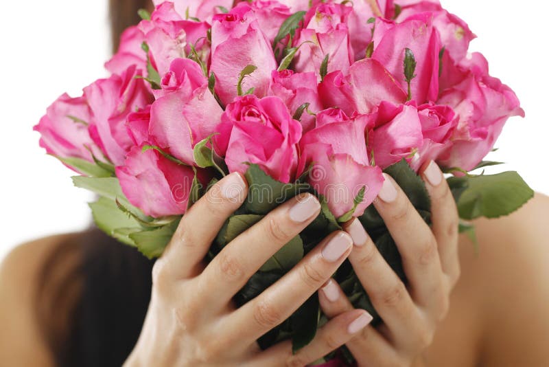 Pretty girl with roses stock photo. Image of roses, pink - 31343928