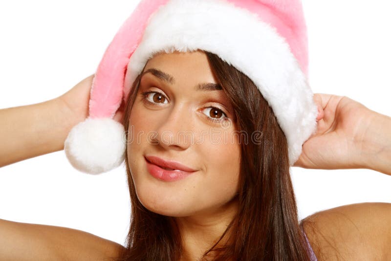 Pretty girl in Santa hat stock photo. Image of femininity - 11764022