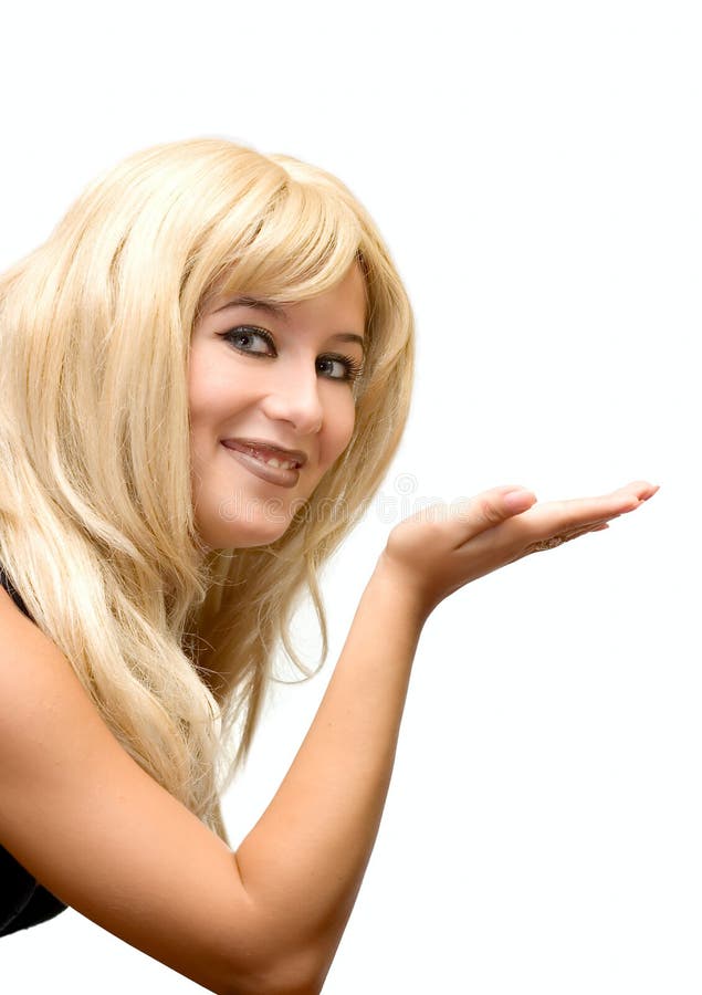 Pretty Girl Show Empty Hand Stock Image - Image of fashion, lovely: 6953649