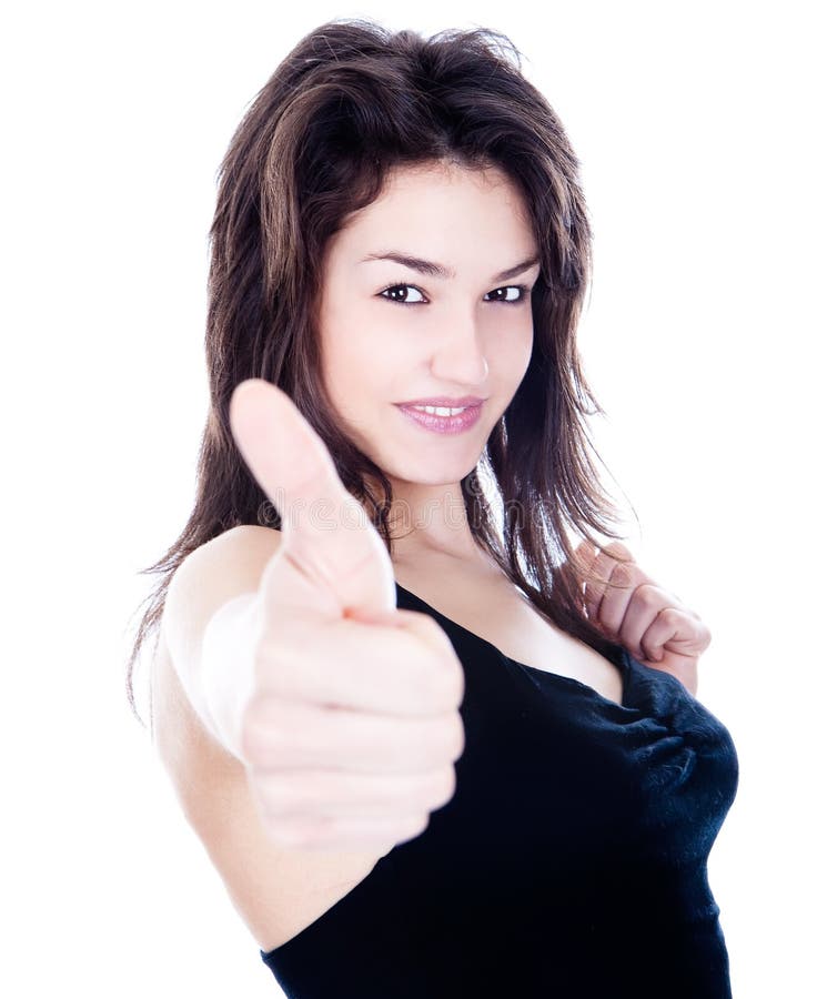 Pretty Girl Shows Sign Okay with Hand Stock Photo - Image of beauty ...