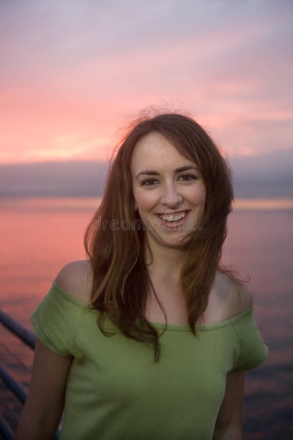 Pretty Girl Smiles stock photo. Image of long, pink, masthead - 18532618