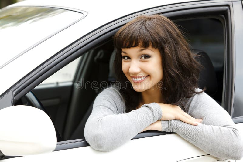 Pretty girl and white car stock image. Image of lady - 63412561