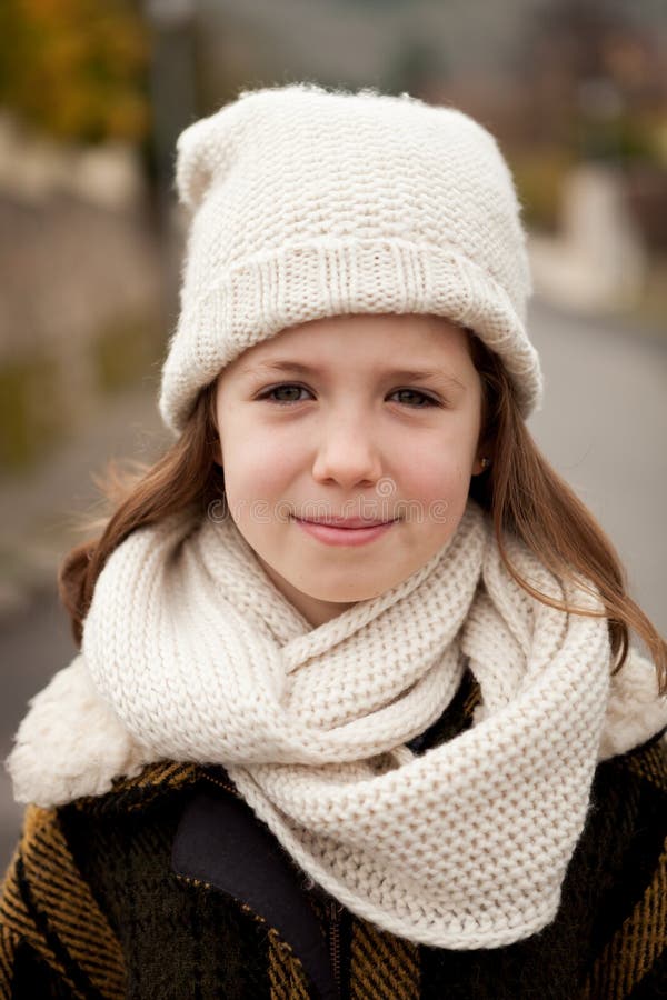 Pretty Girl with Wool Hat in a Park Stock Photo - Image of garden ...