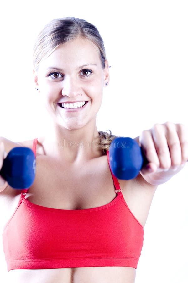 Pretty girl on a treadmill stock photo. Image of activity - 7369670