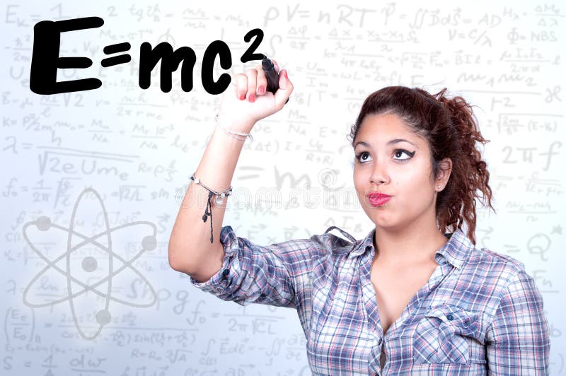 Pretty Girl Writing on Transparent Glass Stock Photo - Image of ...