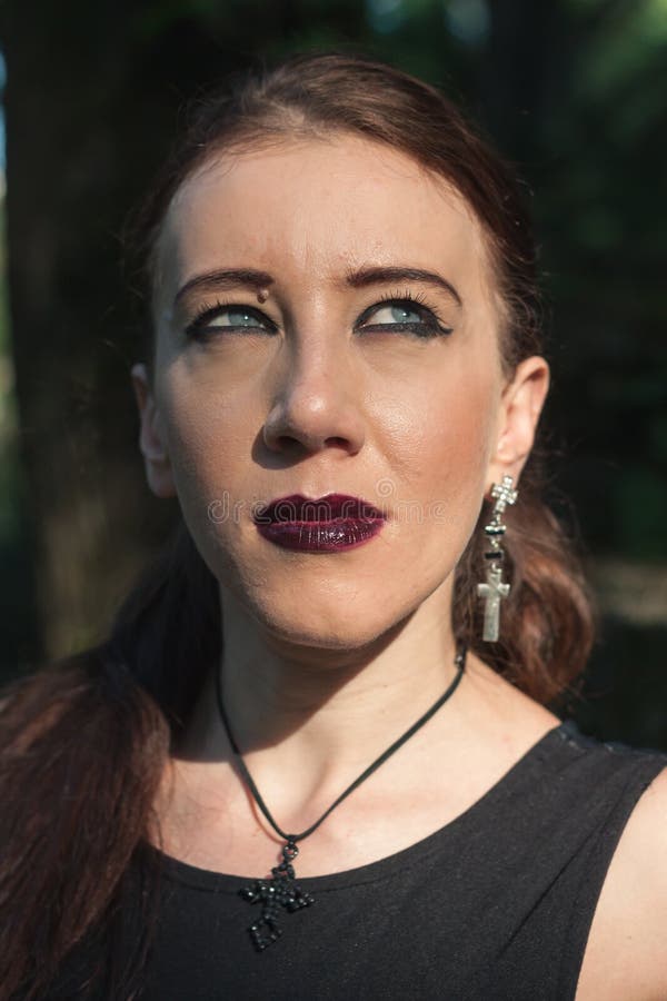 Pretty Goth Girl Posing in a City Park Stock Photo - Image of outdoor ...
