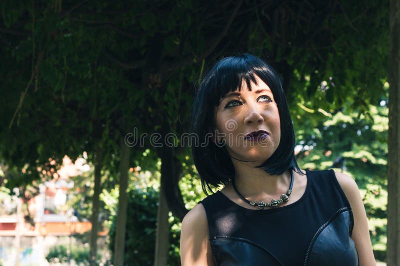 Pretty Goth Girl Posing in a City Park Stock Photo - Image of model ...