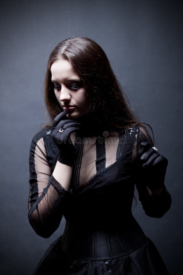 Pretty gothic girl stock image. Image of cosmetic, depression - 13472097