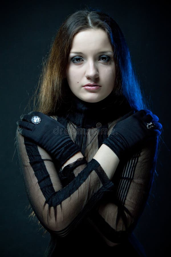 Pretty gothic girl stock image. Image of depression, female - 13748655