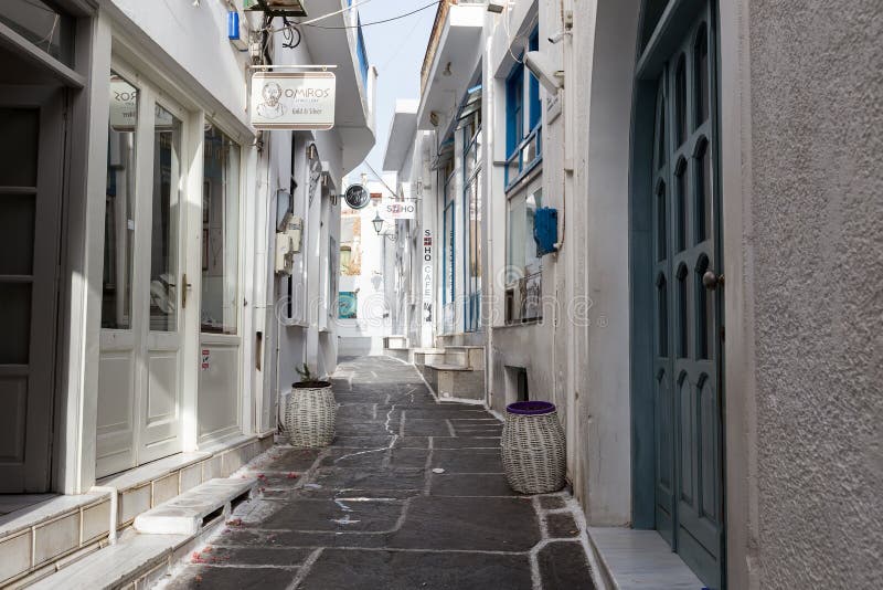 Pretty Greek Pathway, Ios, Greece Stock Photo - Image of alley, village ...