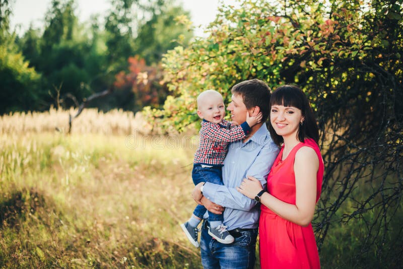 Pretty Happy Family for a Walk in the Park Fall Stock Image - Image of ...