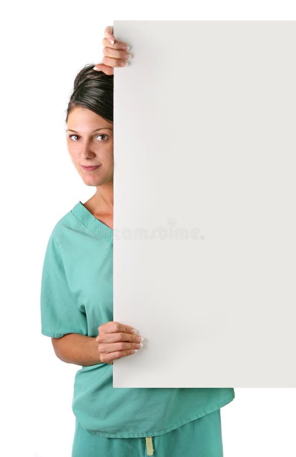 Pretty Health Care Worker Holding a Blank Sign Stock Image - Image of ...