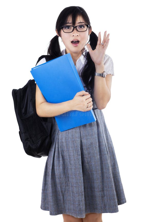Pretty High School Student Shocked Stock Image - Image of female ...