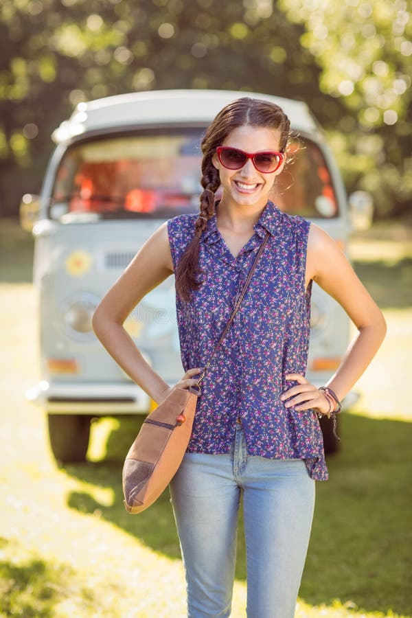 Pretty Hipster Smiling at Camera Stock Image - Image of hands, female ...