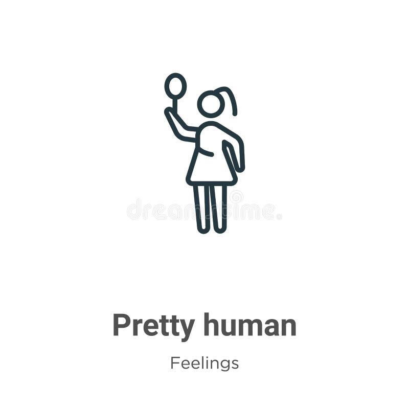 Pretty Human Outline Vector Icon Thin Line Black Pretty Human Icon