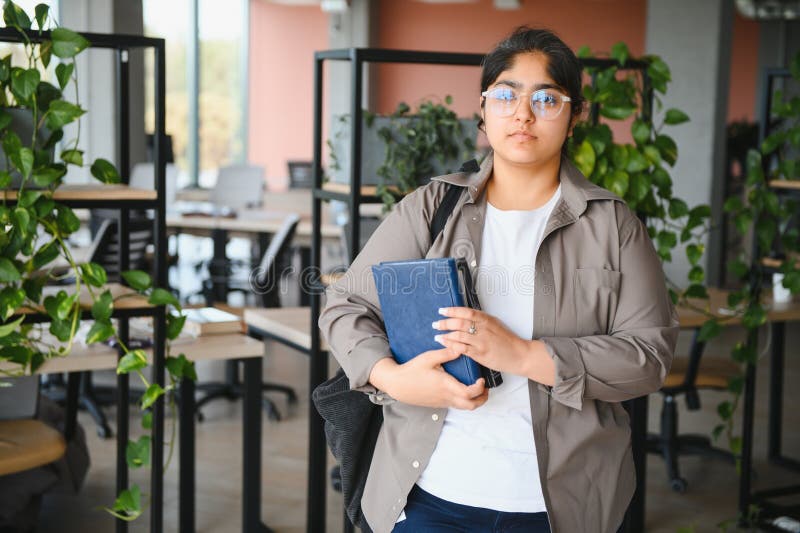 Pretty Indian College Girl at the University Stock Photo - Image of ...