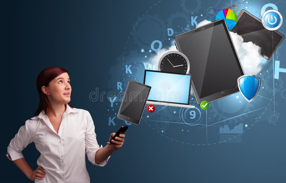 Pretty Lady Browsing on Her Smartphone Stock Photo - Image of computer ...