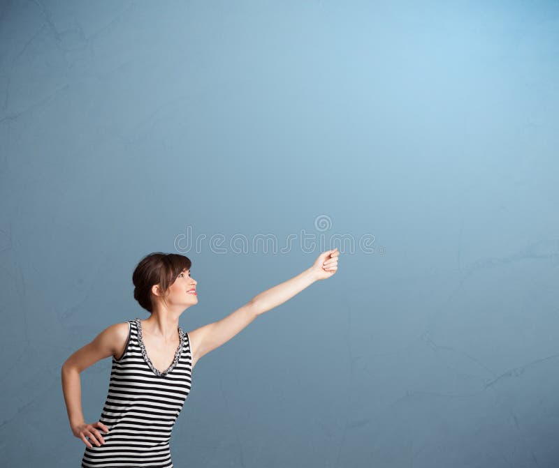 Pretty Lady Gesturing with Copy Space Stock Image - Image of ...
