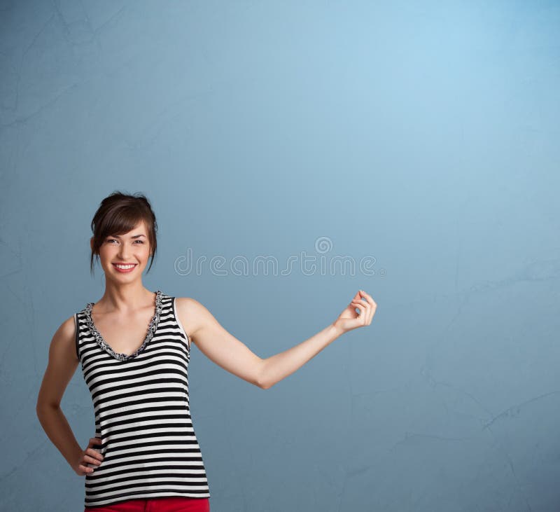 Pretty Lady Gesturing with Copy Space Stock Image - Image of copy ...